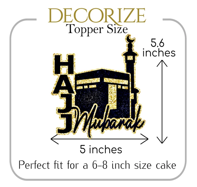 HAJJ MUBARAK GLITTER Cake Topper Islamic Makkah Madinah Pilgrimage ...