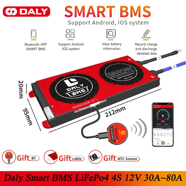 DALY SMART BMS LiFePo4 4S 12V 30A~100A Common Port W/Balance Bluetooth Module . EUR 42,79 ...
