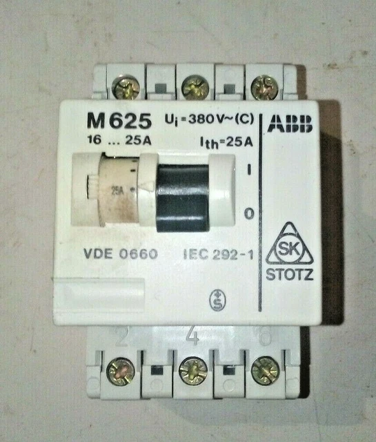 ABB INTERRUTTORE SALVAMOTORE- Pz 2 - M625 1,0...1,6 A - Vde 0660 Iec 292-1 EUR 19,90 - PicClick IT