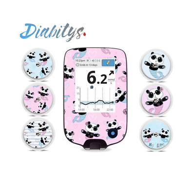 FREESTYLE LIBRE/LIBRE 2 Reader Sticker and 6 Sensor Stickers - Panda ...