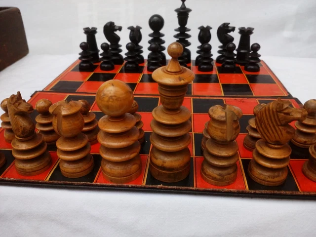 ANTIQUE ST.GEORGE CHESS set Board and box £120.00 - PicClick UK