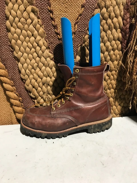 MEN'S VINTAGE BROWN Leather Lace Up Moc Toe Work Boots US Size 12D £67. ...