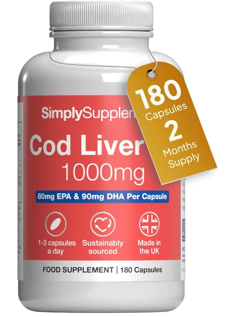 PURE COD LIVER Oil 1000mg Supports Heart Brain Vision & Immune Health ...