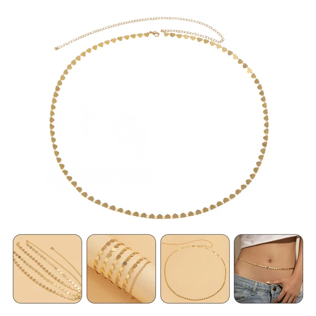 CHOLO BELT HIP Hop Belly Chain Heart Sequin Waist Decorative Punk ...