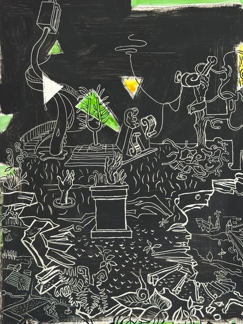 VINTAGE JEAN TERLES Surrealist Scratched Cardboard Drawing 1940 De ...