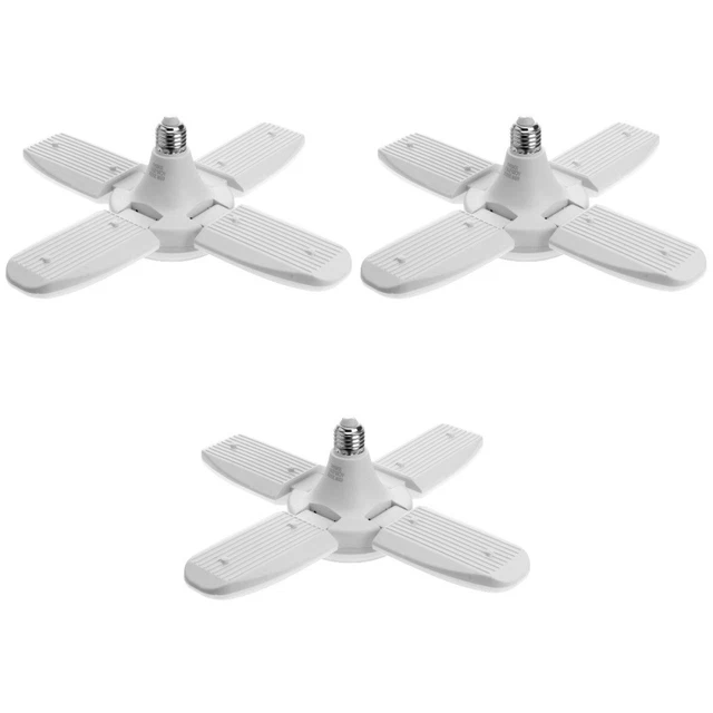 3PCS LED GARAGE Lighting Fixture, Screw-In Foldable Bulb With Rotatable ...