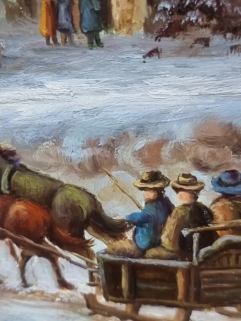 VINTAGE J. JONES Continental Winter Scene oil on panel picture . £5.45 ...