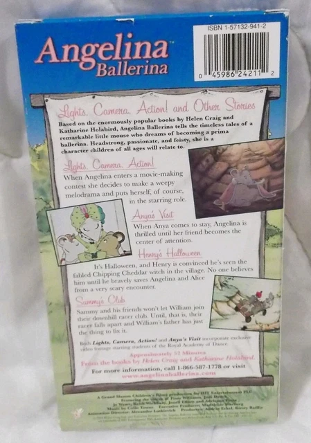 ANGELINA BALLERINA VHS Lights, Camera, Action Video Tape Show Pink ...