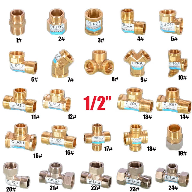 1/2& BSP BRASS Pipe Fittings Straight Elbow Y Tee Cross Union Connector ...
