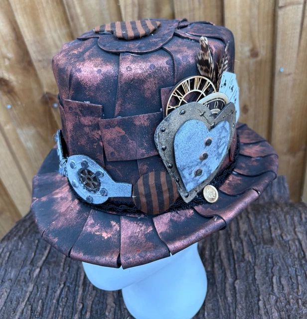 UNIQUE SMALL STEAMPUNK Top Hat Industrial Bronze Metal Effect 55cm (22 ...