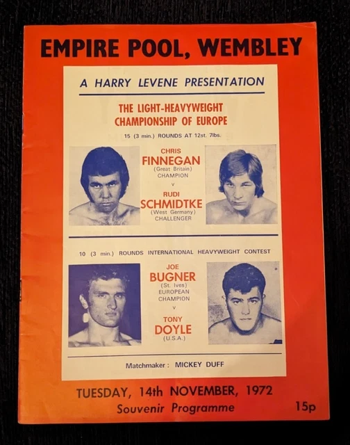 1972 JOE BUGNER vs Tony Doyle Chris Finnegan vs Rudi Schmidtke Boxing ...