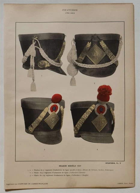 025735 - INFANTERIE 1791-1815 - Shakos modèle 1810 - Infanterie Planche ...