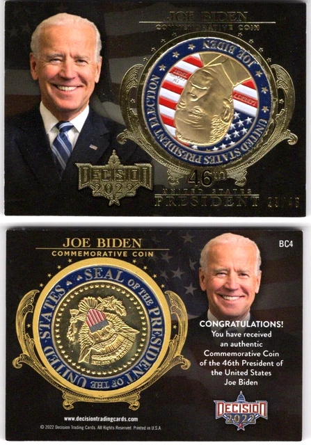 JOE BIDEN DECISION 2022 Commemorative Coin Card Bc4 Ser# 29/46 $75.00 ...
