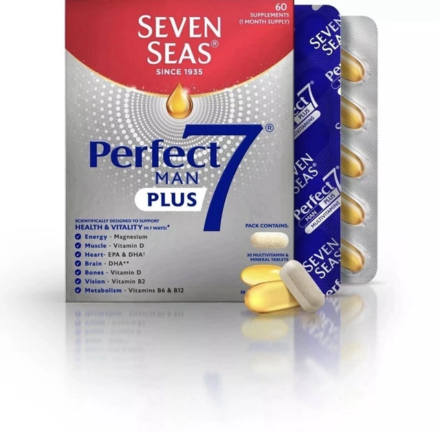 SEVEN SEAS PERFECT7 Man Plus Multivitamin Duo Tablets Omega-3 Capsules ...