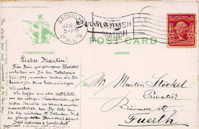 NEW YORK BROOKLYN, N.Y. Flatbush Station 1909 American Flag Type B38 2c ...