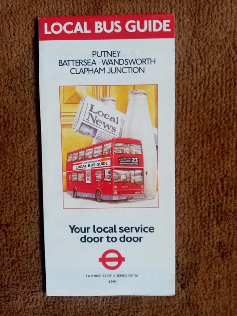 LONDON TRANSPORT 1991 Local Bus Map & Guide - Putney & Wandsworth Areas ...