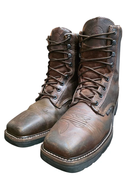 JUSTIN WK682 STEEL Toe Work Boots Men’s 9.5 EE Brown Leather ASTM EH ...
