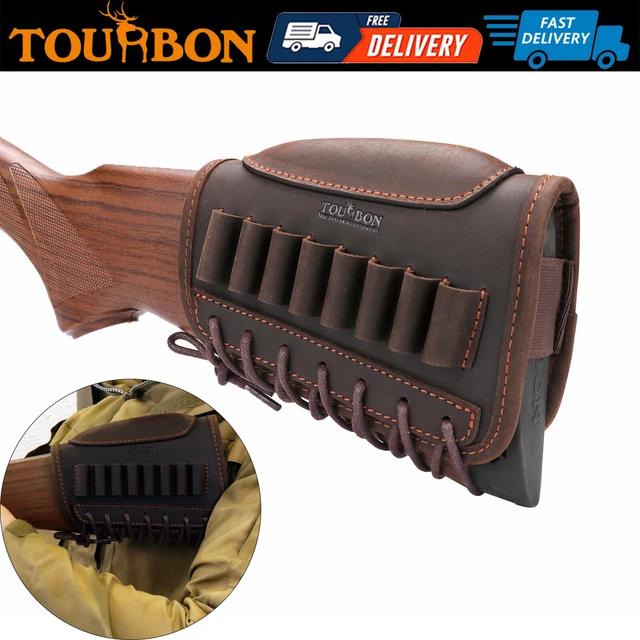 TOURBON LEATHER AMMO Holder Cheek Riser Rest Rifle Buttstock Cover ...