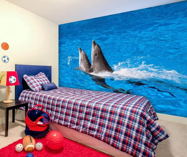 3D DOLPHIN SEA E1815 Wallpaper Mural Paper Wall Print Indoor Murals CA ...