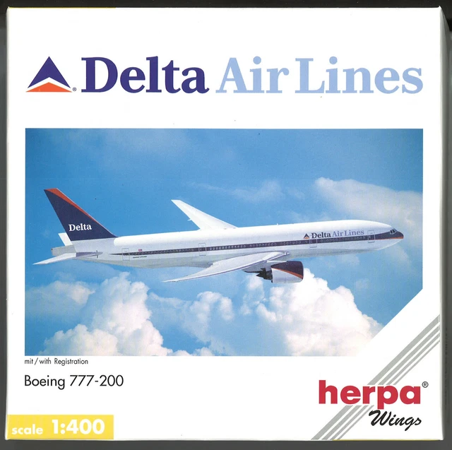 DELTA AIR LINES Scale 1-400 model Diecast Boeing B777-200 N865DA ...