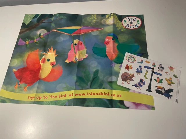 CBEEBIES 3RD & Bird double sided poster / reward chart and stickers £2. ...