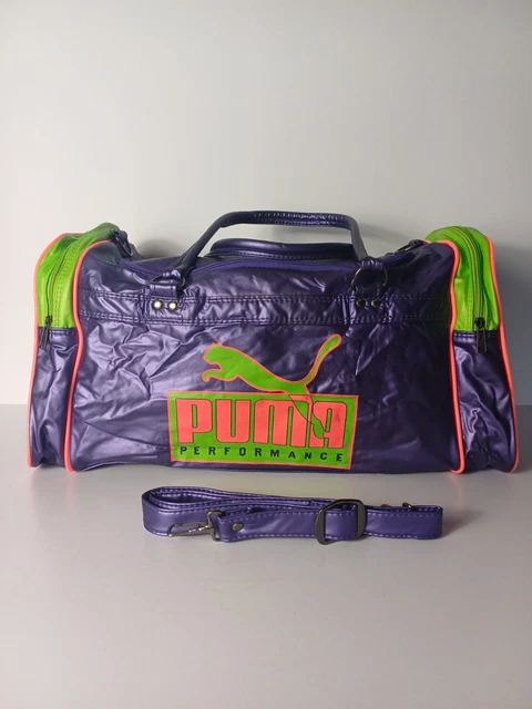 VINTAGE PUMA PERFORMANCE Holdall Gym Duffle Bag Y2k 90s Neon Rare ...