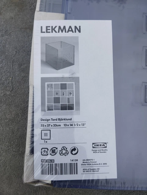 IKEA LEKMAN CLEAR Purple Storage Organizer Box Bin 33 x 33 x 37cm ...