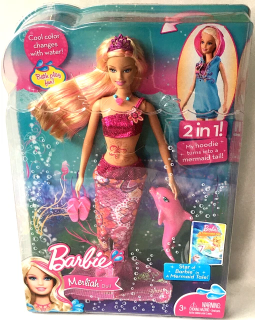POUPÉE MERLIAH BARBIE in A Mermaid Tale ~ 2010 très rare 2 en 1 EUR 217 ...