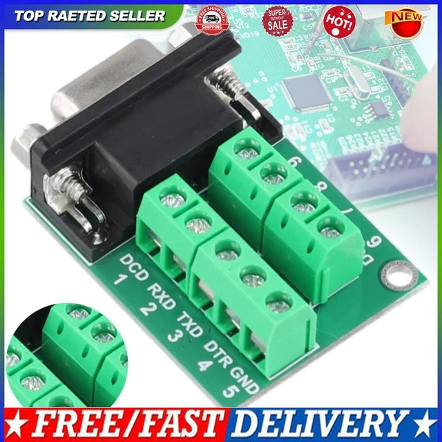 D-SUB 9PIN SOLDERLESS Connector Breakout Board DB9 RS232 Serial Adapter ...