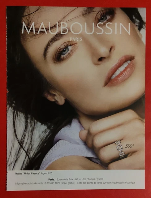 PUBLICITÉ DE PRESSE: Bijoux MAUBOUSSIN Paris Bague "Union Chance" Argent 2023 EUR 2,50 - PicClick FR