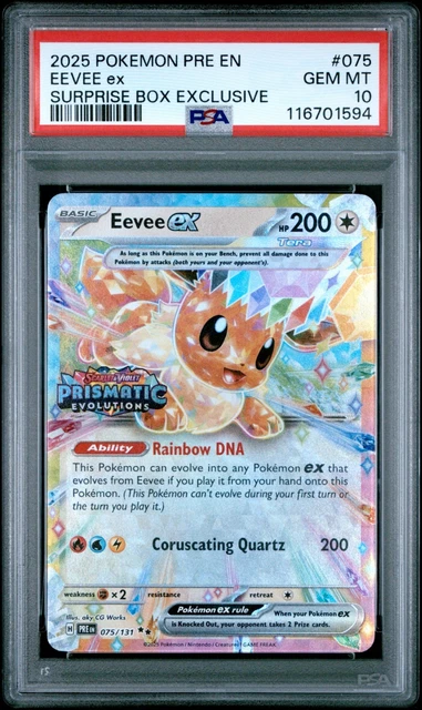 2025 POKEMON PREEN-PRISMATIC Evolutions Surprise Box Exclusive Eevee Ex ...