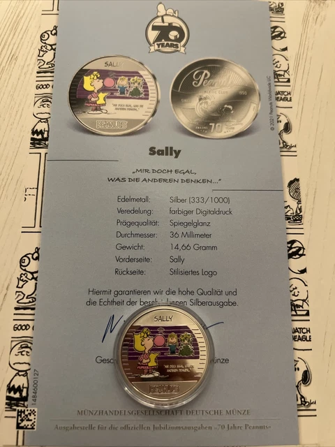 SNOOPY PEANUTS 70 Jahre Gedenkmünze Silber (333/1000) Mit ...