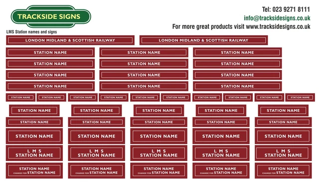 LMS STATION NAME Signs - Model Railway - OO Gauge 4mm - Die Cut Self ...