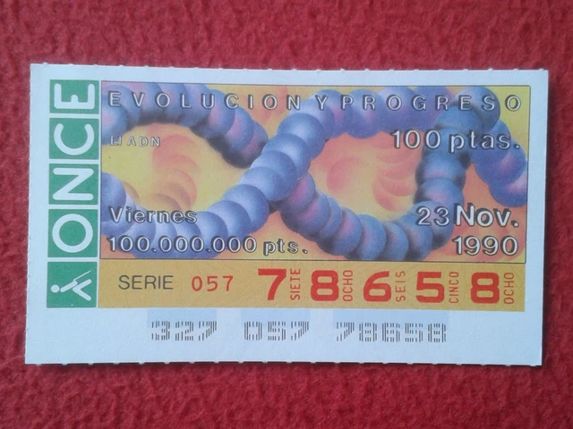 CUPÓN ONCE LOTTERY Ciegos Spain Lotería Loterie España Blind El Adn The ...