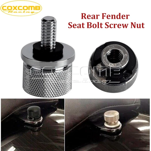 REAR FENDER SEAT Knurled Bolt Tab Screw Mount Knob Cover Nut for Harley ...