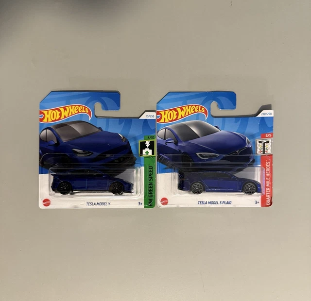 HOT WHEELS TESLA Model Y Blue And Tesla Model S Plaid Blue £7.99 ...