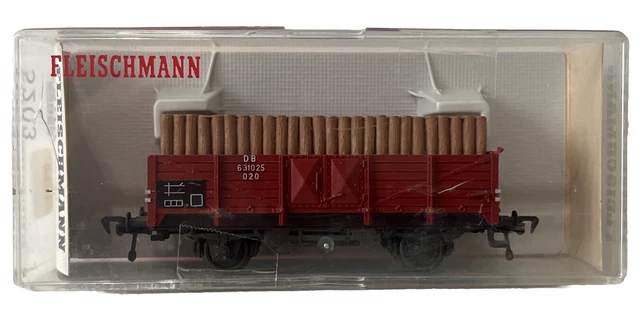 FLEISCHMANN HO GAUGE 5203 Rolling Stock Freight Wagon Log Timber Load ...