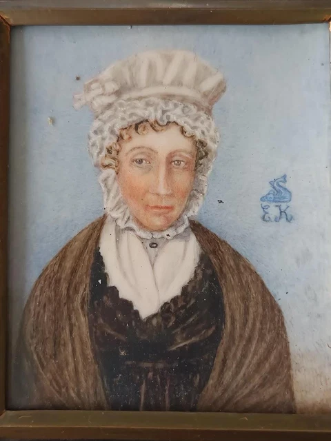 WELL PAINTED REGENCY PERIOD PORTRAIT MINIATURE of a LADY WEARING a MOB ...