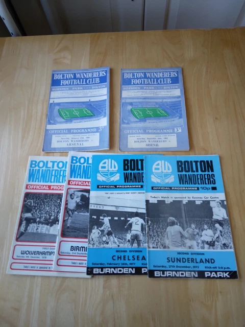 COLLECTION OF 6 Bolton Wanderers 1960's & 1970's Home football ...