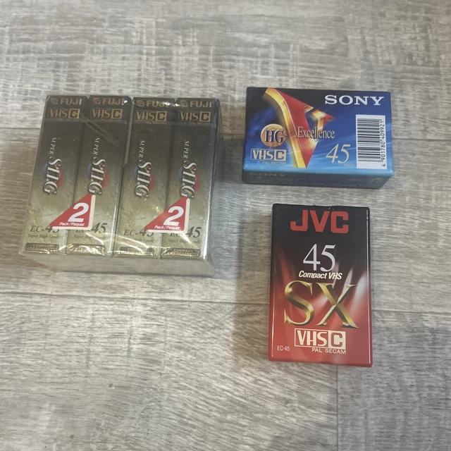 LOT DE 6 Cassettes Vhsc Ec 45Vh Fuji Shg Sony 45 Neuves Sous Blister ...