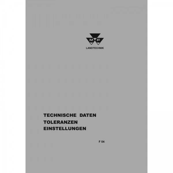 MASSEY FERGUSON TECHN Data Tolerances Settings Tractor Operating ...