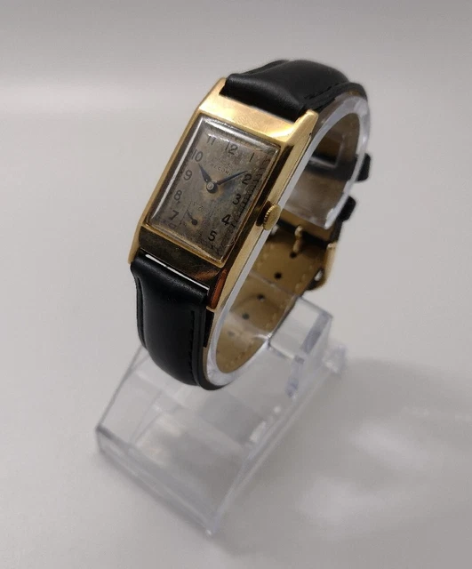 VINTAGE RECORD BY Longines Solid 9ct Gold Tank Watch 1954 £185.00 ...