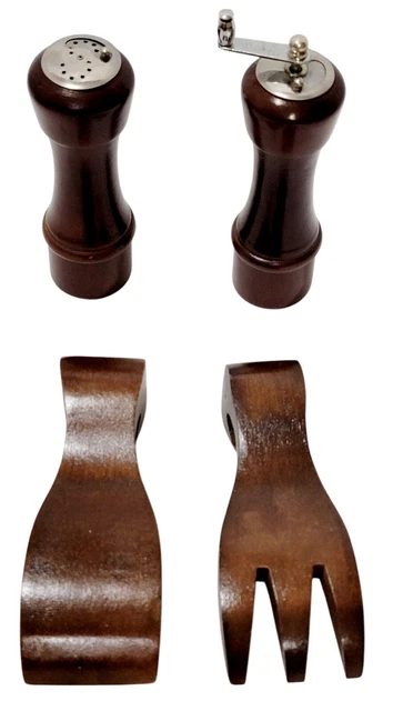 VINTAGE HIMARK 1970S Wood Salt Shaker & Pepper Mill Grinder & Salad ...