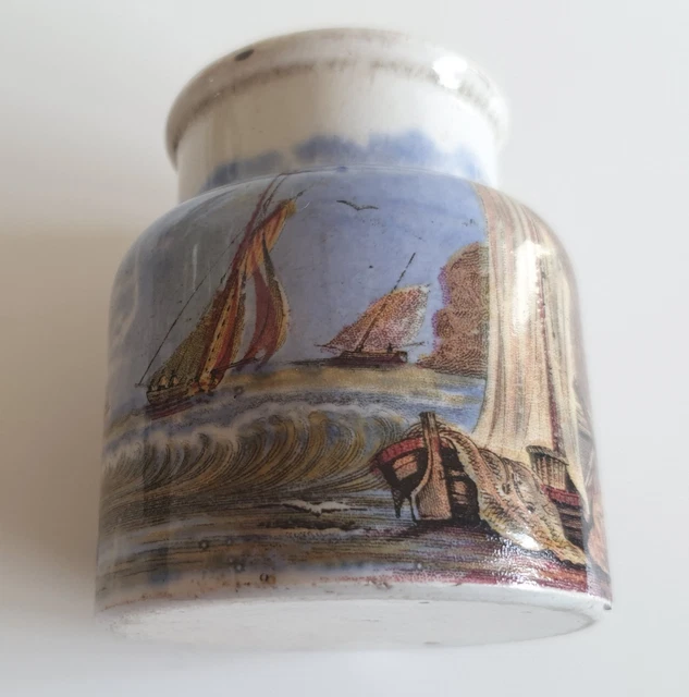 ANTIQUE 1850S PRATT Ware Paste Jar, Pegwell Bay Kent Multicolour Print ...