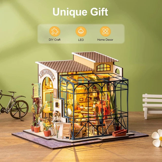 ROLIFE 1:24 SCALE Wooden LED Dollhouse Miniature DIY Kits House Kids ...