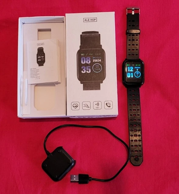 SMART WATCH ALE Hop Cinturino in Silicio Nero Fitness Tracker, Passi ...