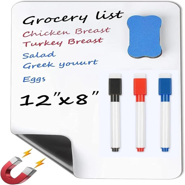 12& X 8& Magnetic Dry Erase Board Sheet for Fridge, Flexible Whiteboard ...