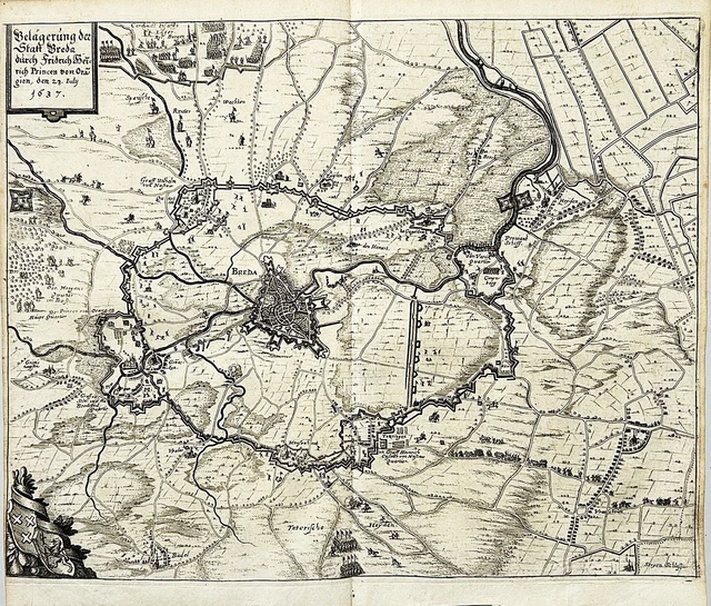 BREDA NEDERLAND HOLLAND Netherlands Map Engraving Card Copperplate ...