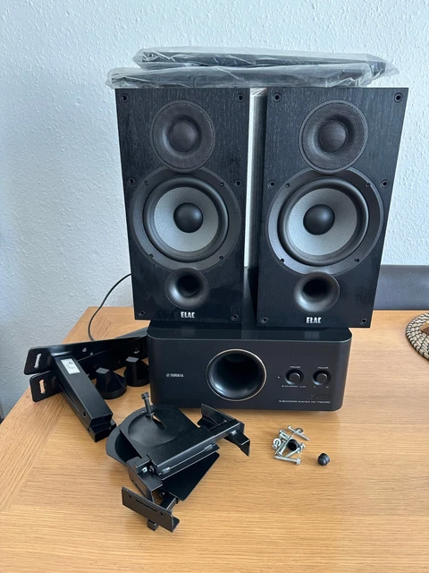 ELAC DEBUT 6.2 Speakers (Pair)/Yamaha Sub-Woofer/B-Tech BT77 Wall ...