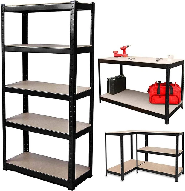 5-TIER ADJUSTABLE STORAGE Shelving Unit Heavy Duty Organizing Shelf ...